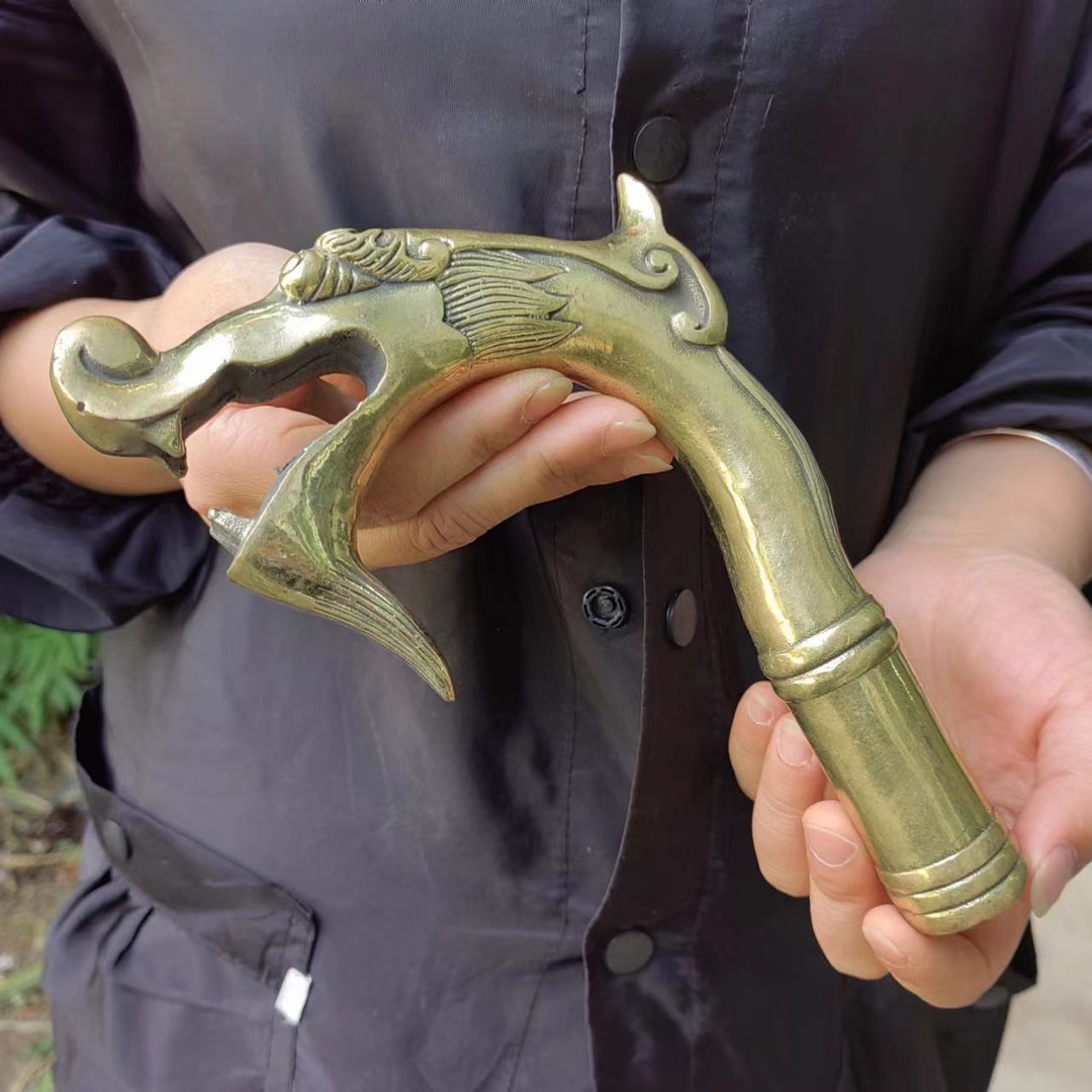 Vintage Dragon Cane Walking Stick Head,bronze/brass Hand Carved Solid ...