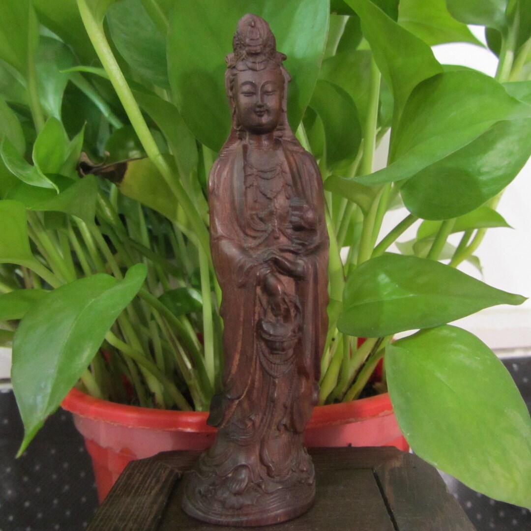 Buddha Statue Wood Carving Bodhisattva Antique Wood Carved Monk Yoga ...