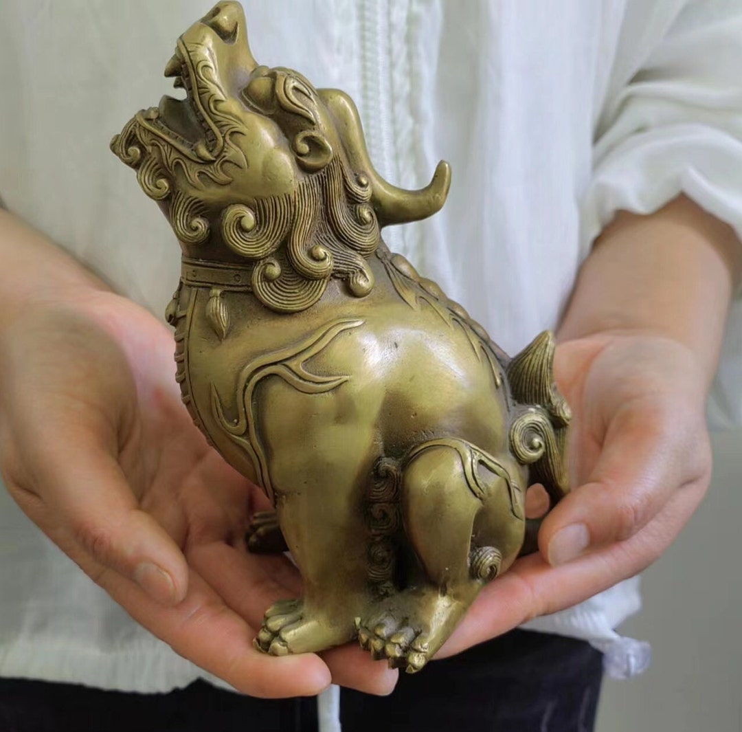 Ancient China Copper Gilt Fengshui Animal Pixiu Beast Wealth Bixie ...