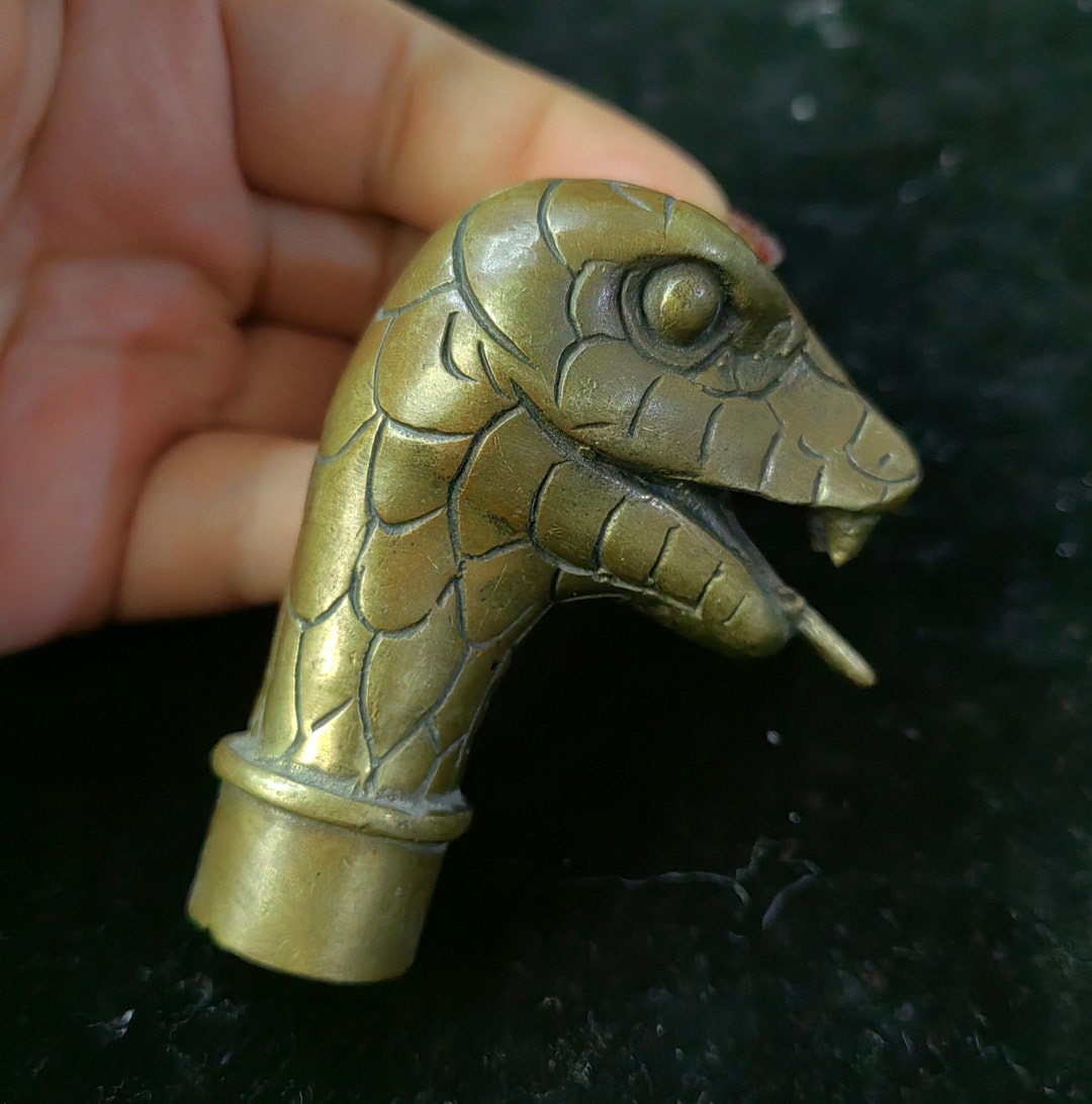 Antique Brass Snake Head Design Head Handle Only for Walking Stick Cane ...
