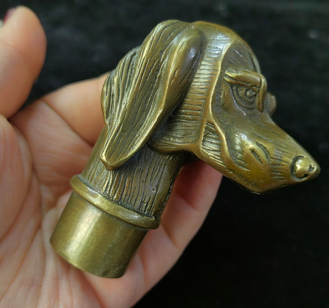 Antique Brass Dog Head Design Head Handle Only for Walking Stick Cane ...