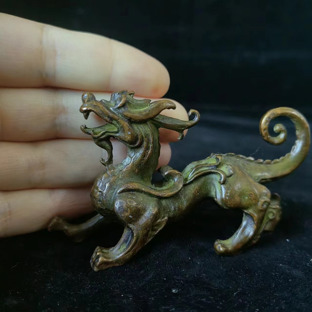 East Asian Mini Pixiu Mythical Animal Safe Wealthy Brave Troops Amulet ...