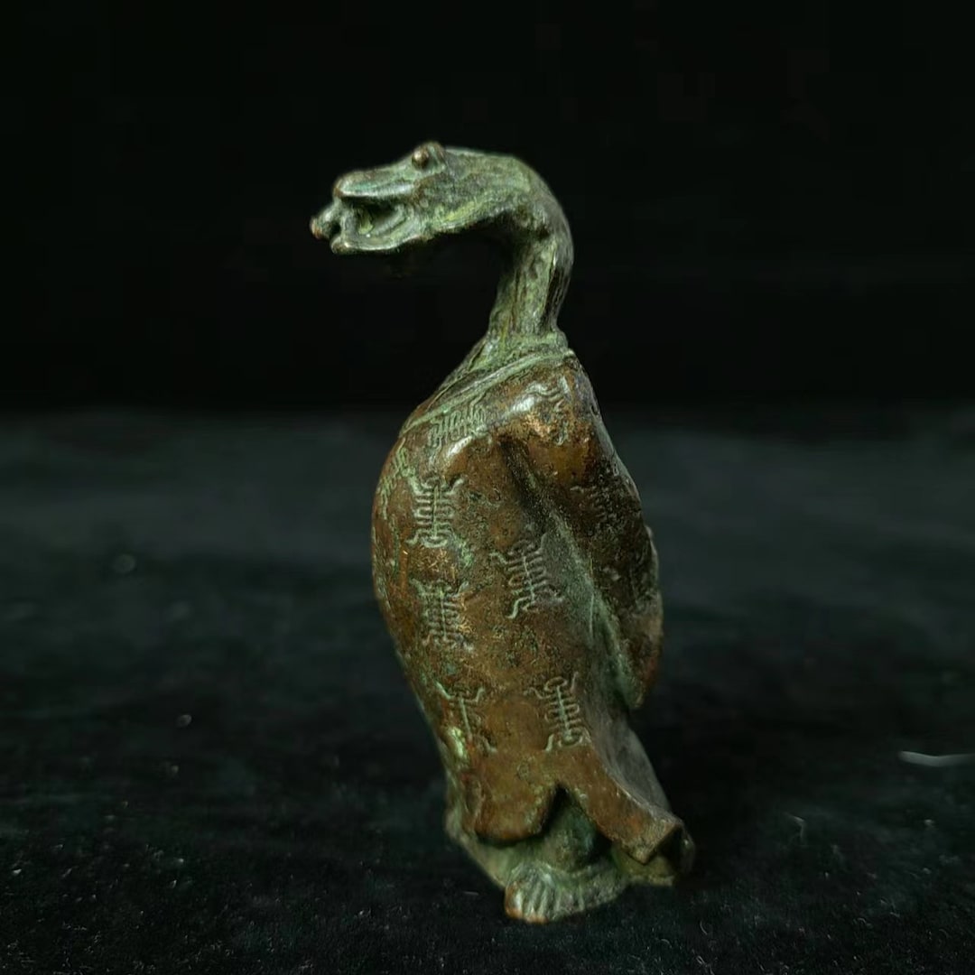 Solid Copper Ancient Snake Head Human Body Small Ornament Miniatures ...
