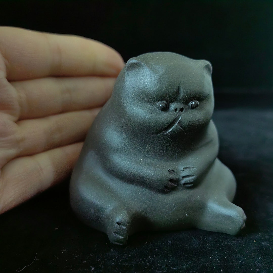 Zisha Purple Clay Tea Pet Cute Cat, Yixing Zisha Purple Clay Underworld ...