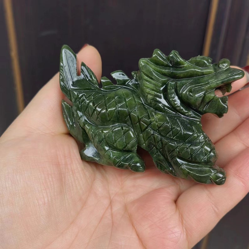 Hand Carved Green Jade Dragon Sculpture, Fengshui Figure - Etsy