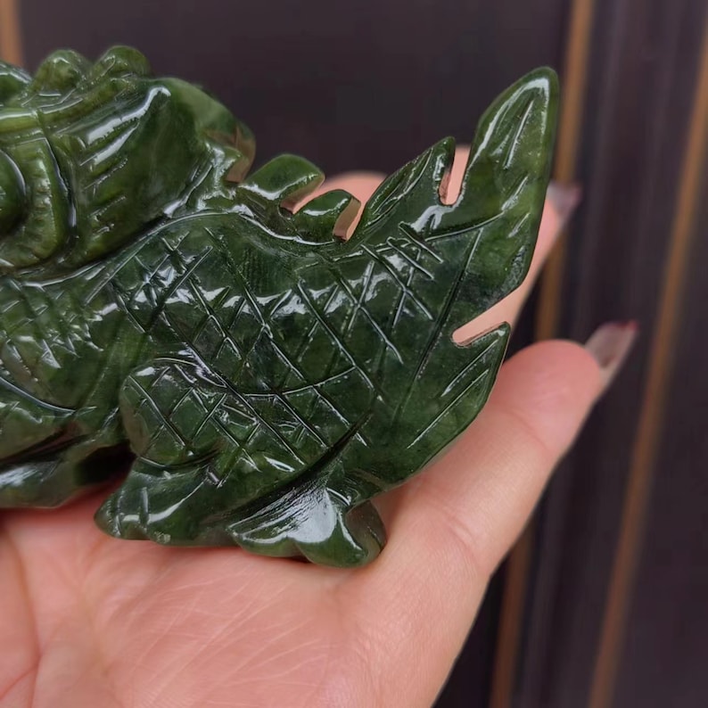 Hand Carved Green Jade Dragon Sculpture, Fengshui Figure - Etsy