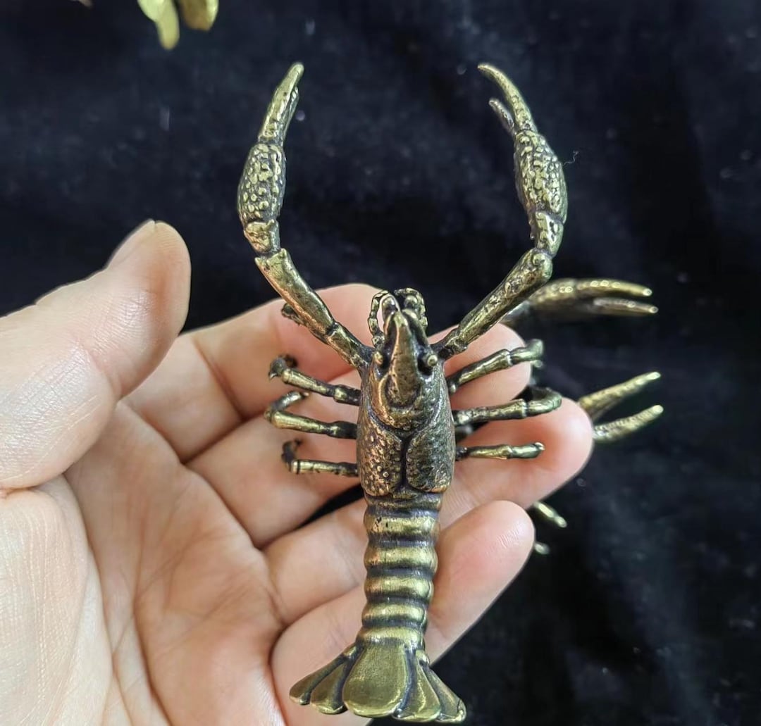 Retro Shrimp Figure Japanese Antique Vintage Patinated Metal Sea Animal ...