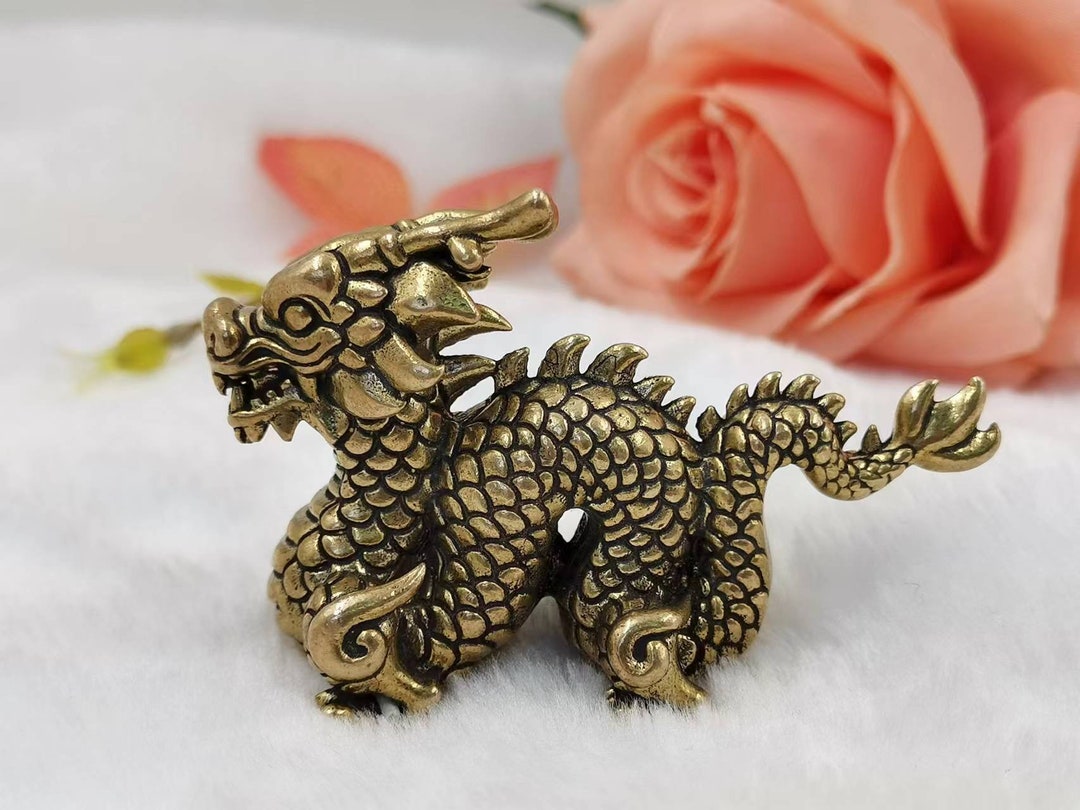 Little Dragon Brass Figure, Mini Ornaments Toy Gift,antique Dragon Toy ...