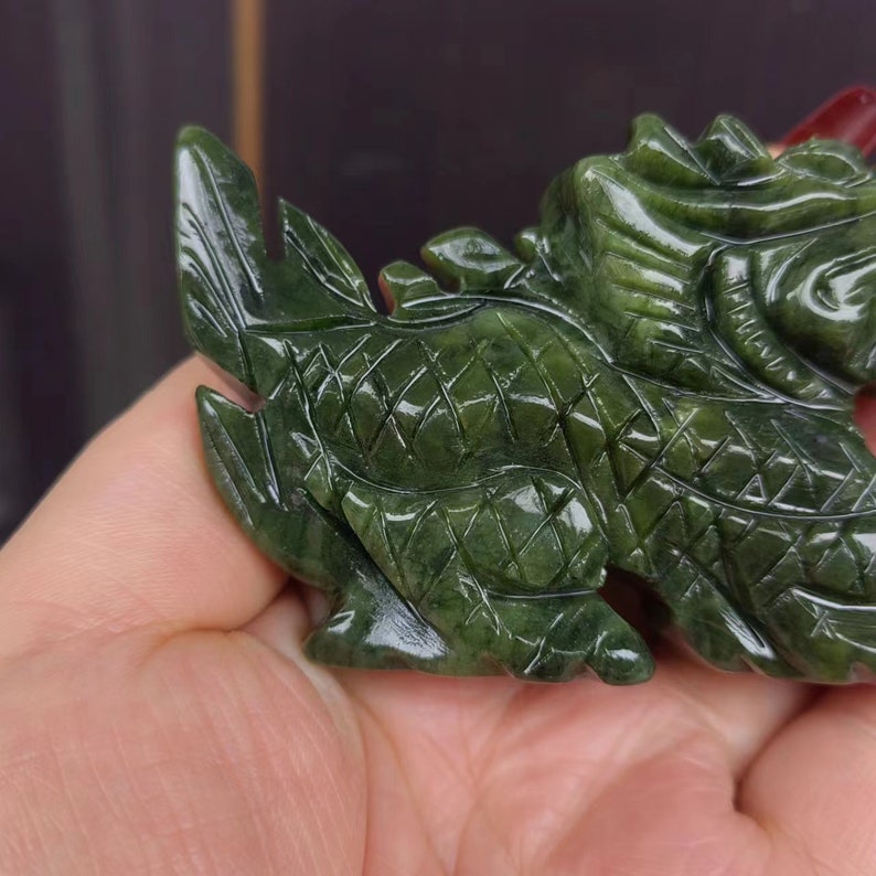 Hand Carved Green Jade Dragon Sculpture, Fengshui Figure - Etsy