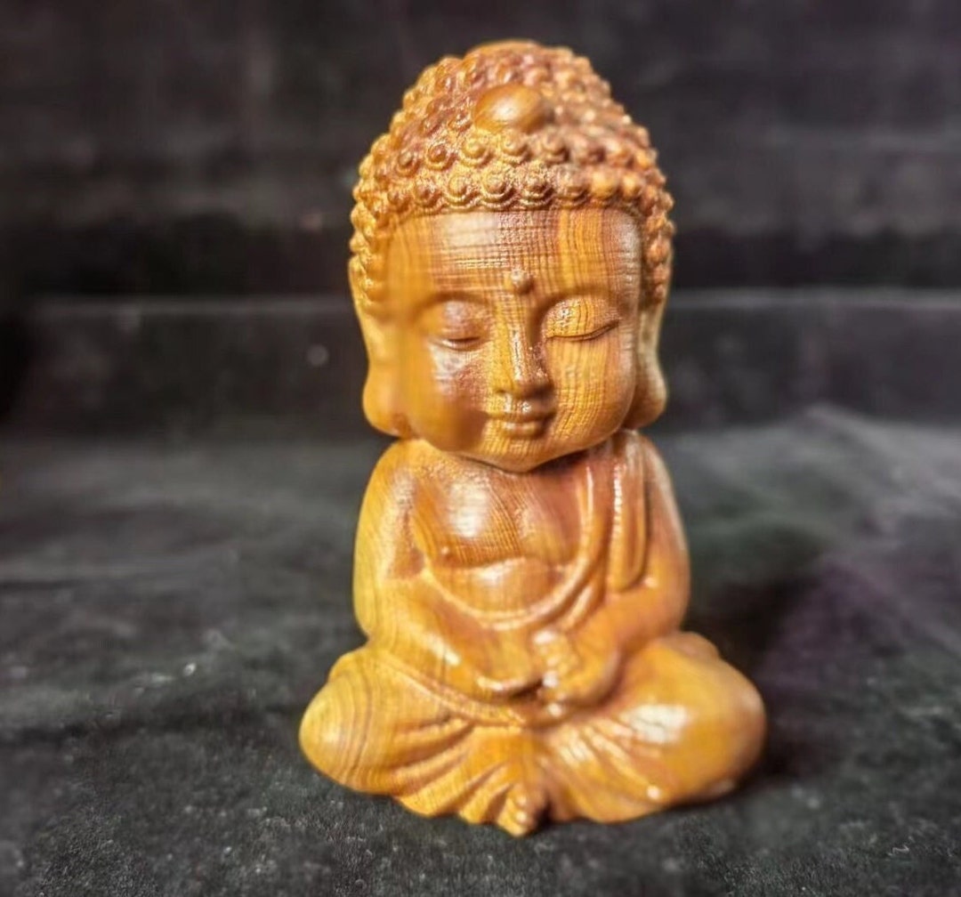 Wood Carving Meditating Buddha Mini Dharma Peace Zen Bodhisattva ...