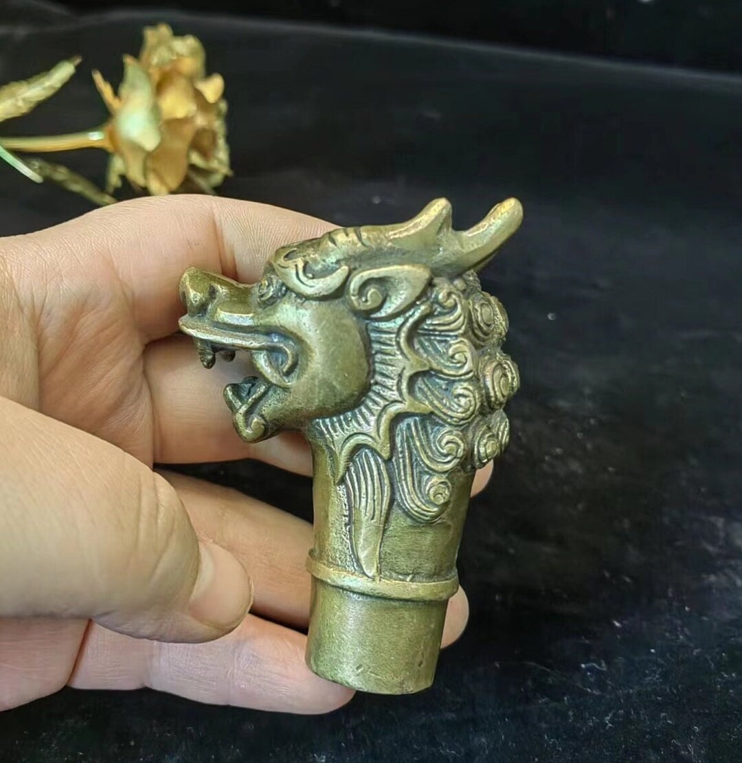 Antique Brass Dragon Design Head Handle Only for Walking Stick Cane ...