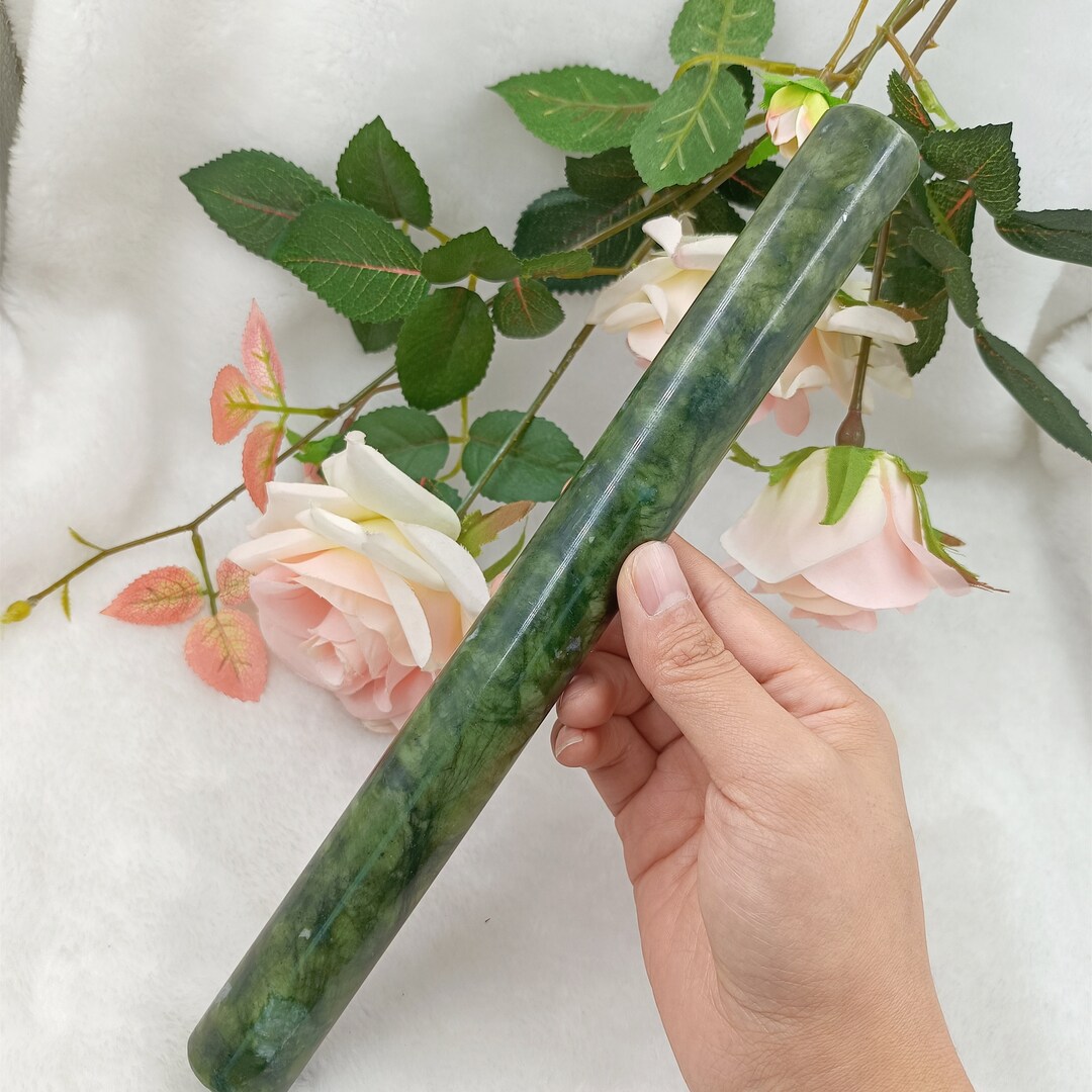 Green Jade Carved Cake Rolling Pin Icing Tool Sugar Craft Decorating ...
