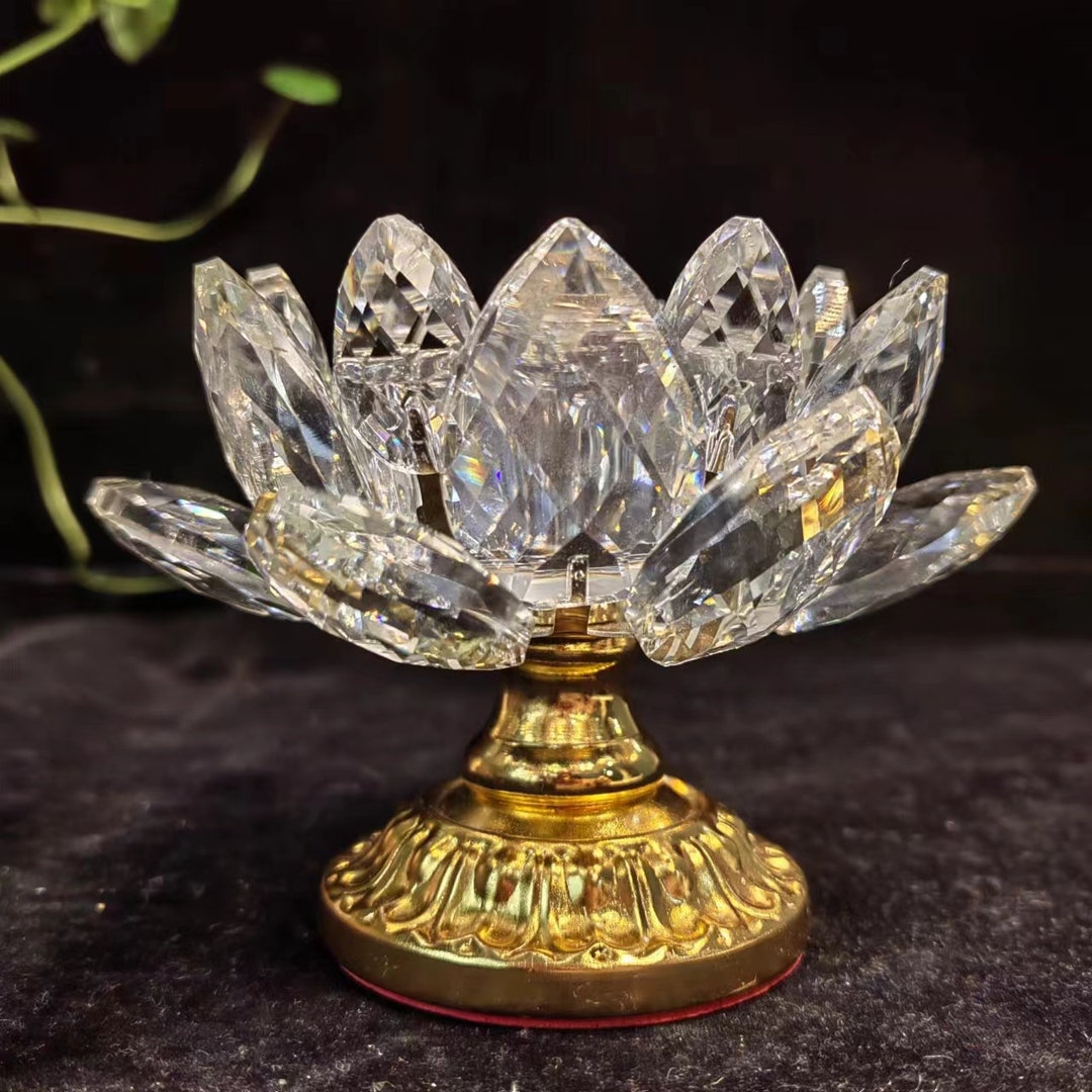 Buddha Yoga Crystal Candle Holder Lotus Meditation Relaxing Decor ...