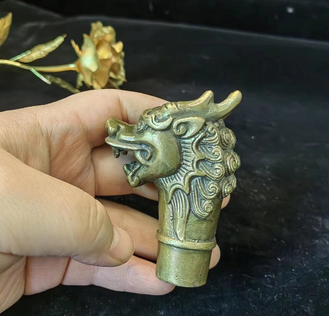 Antique Brass Dragon Design Head Handle Only for Walking Stick Cane ...