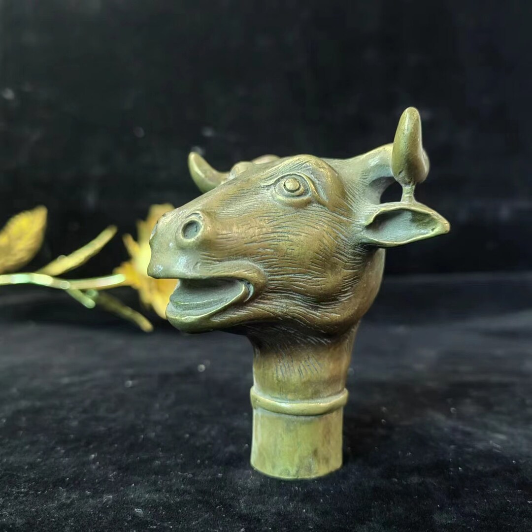 Antiqued Brass Ram Head Cane Topper, Victorian Walking Stick Ornament ...