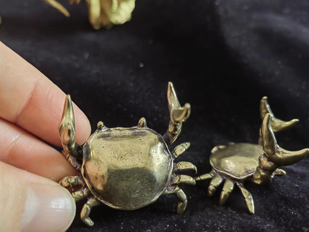 Mini Crab Sculpture Statue, Solid Brass Copper Decorative Crab Ornament ...