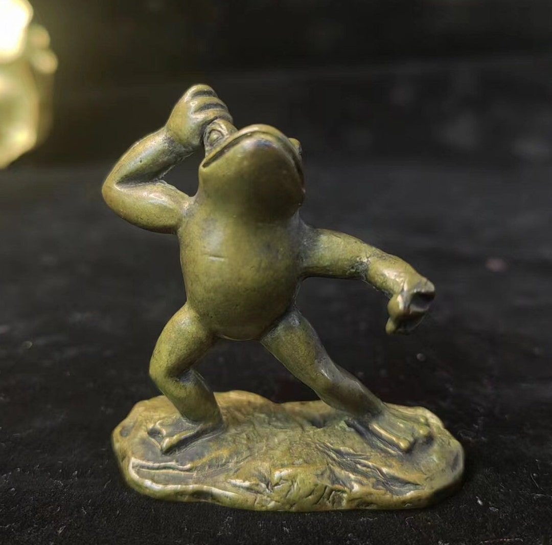 Unique Red Copper Toad Frog Statue, Carved Fengshui Animal Cute Frog ...