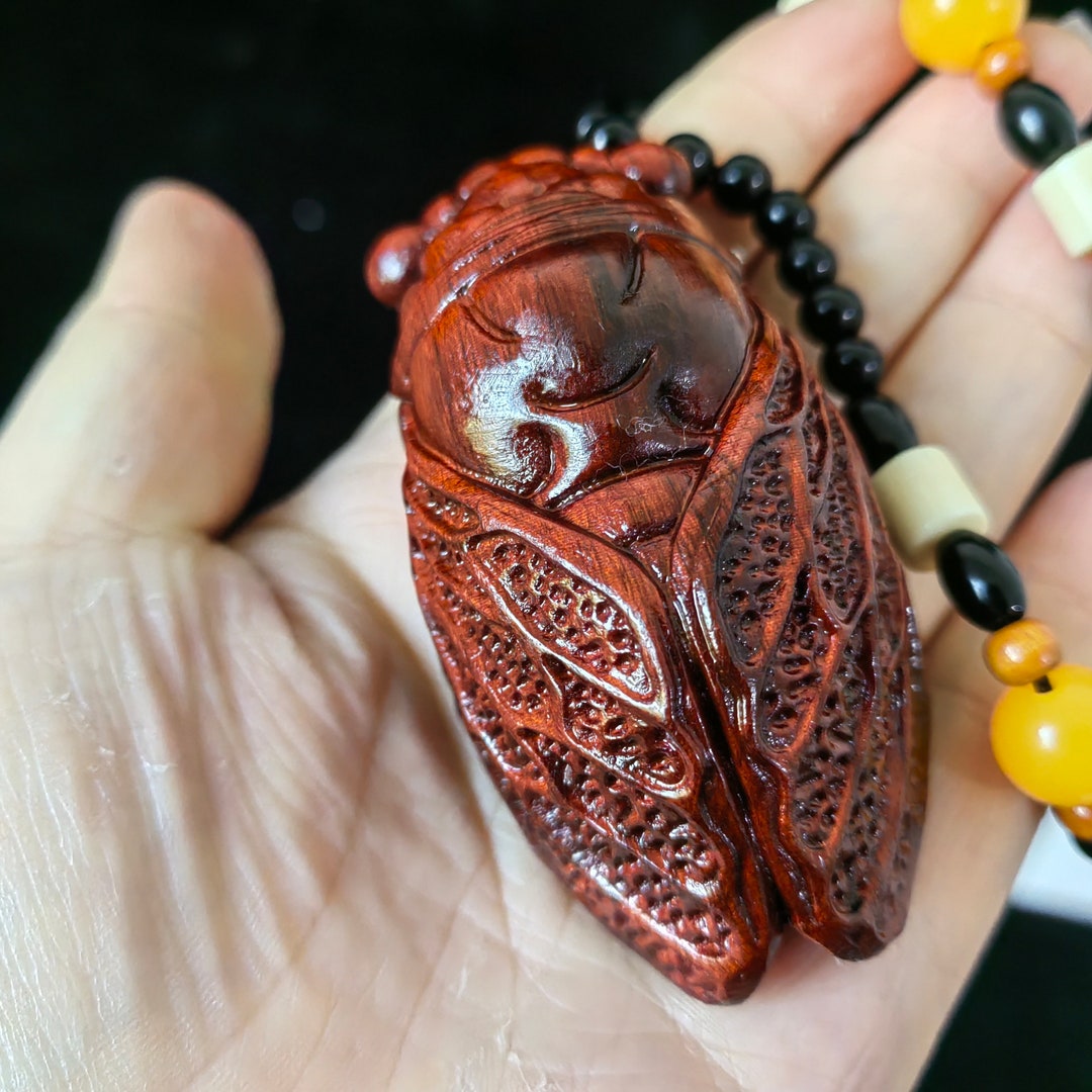 Hand Carved Wood Cicada Collection Beautiful Meditation,wealth, Lucky ...