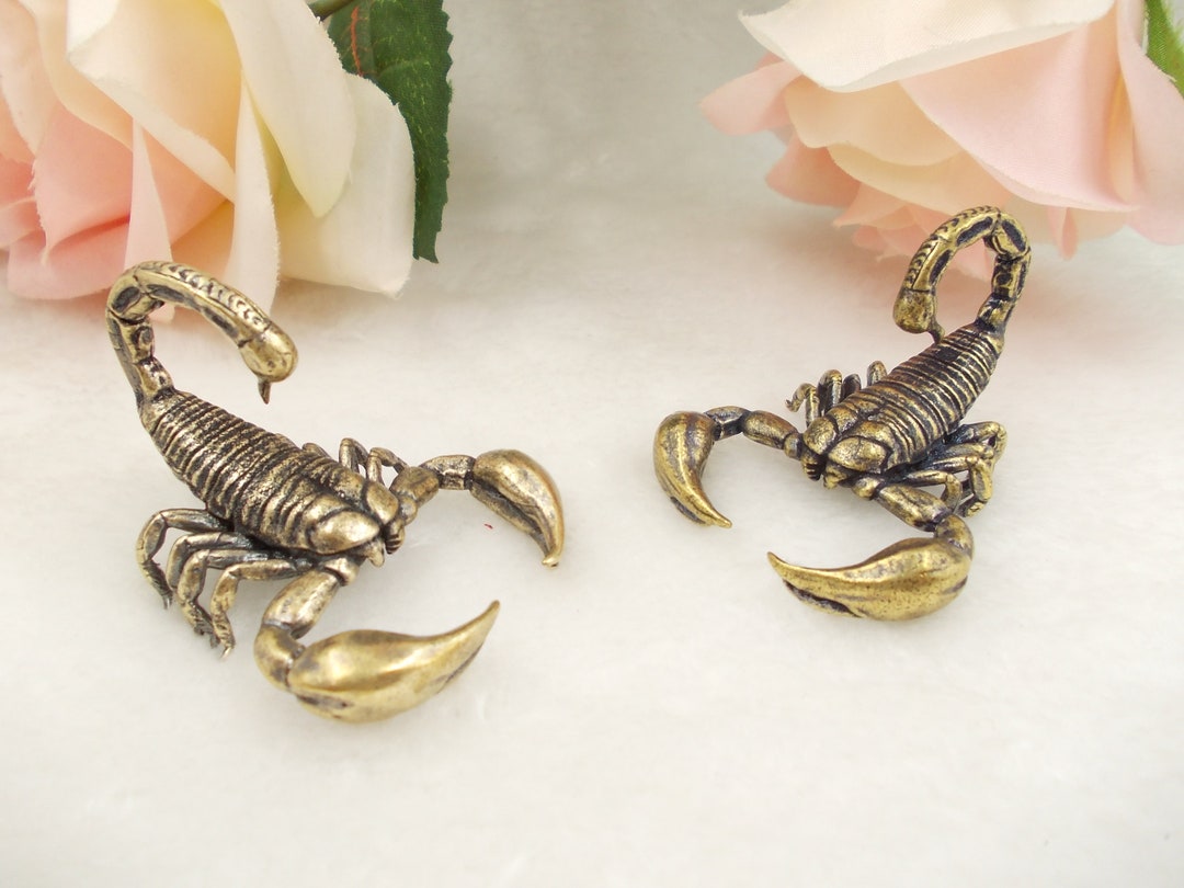 Get 2 Vintage Brass Scorpion Figurine Bronze Insect Statue Children's ...