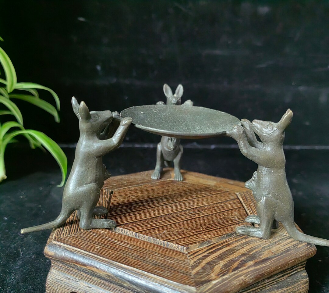 Vintage Three Kangaroo Figurine Candleholder, Copper Animal Candlestick ...