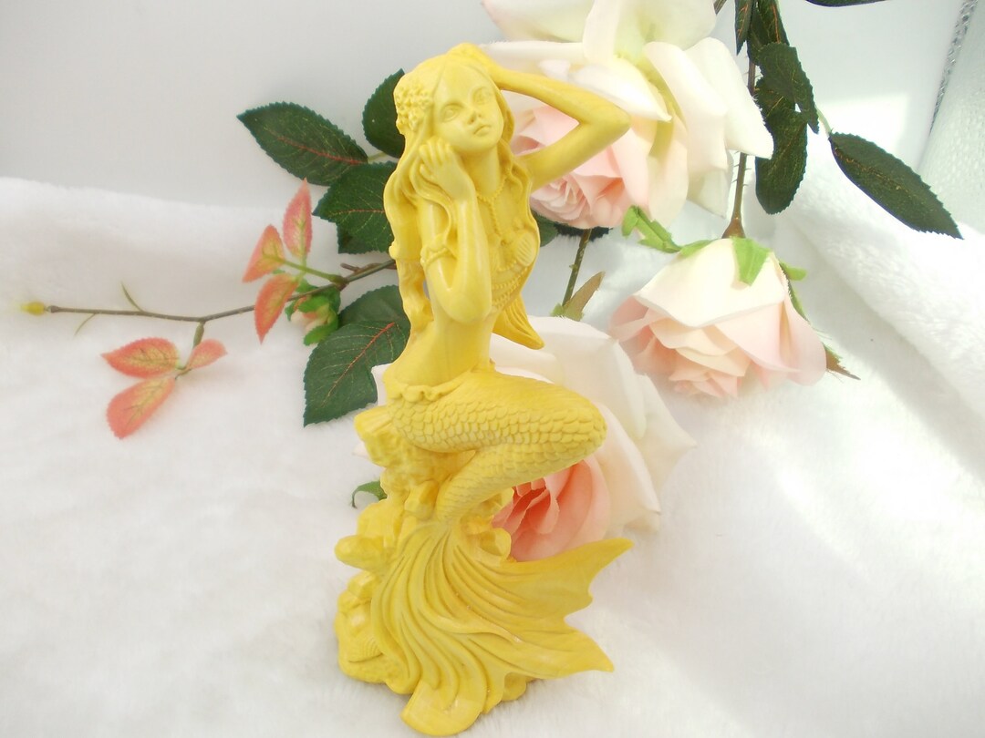 Handmade Wood Carved Mermaid Torso Female Body Statue Art Sculpture ...