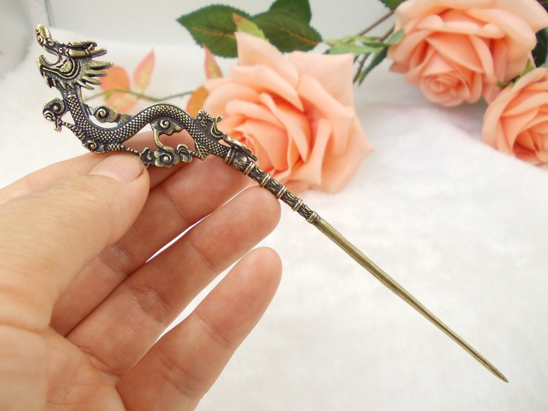 Dragon Hair Pins Dragon Hairpin Women's Hanfu Zinc Vintage Style Hair ...