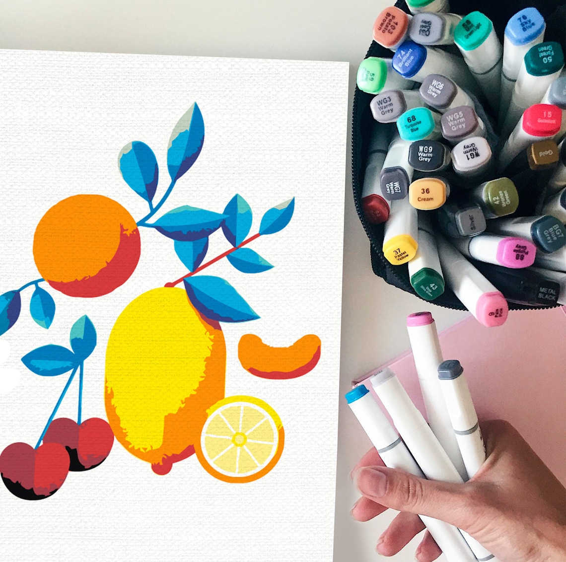 Fruits/ DIY Painting/ Lemons Paint by Numbers Kit / Cherry Art by ...