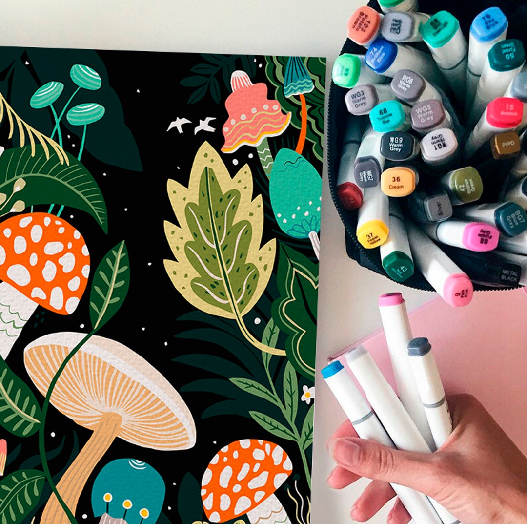 Mushroom Forest / DIY Painting / Mushroom Paint by Number Kit / Color ...