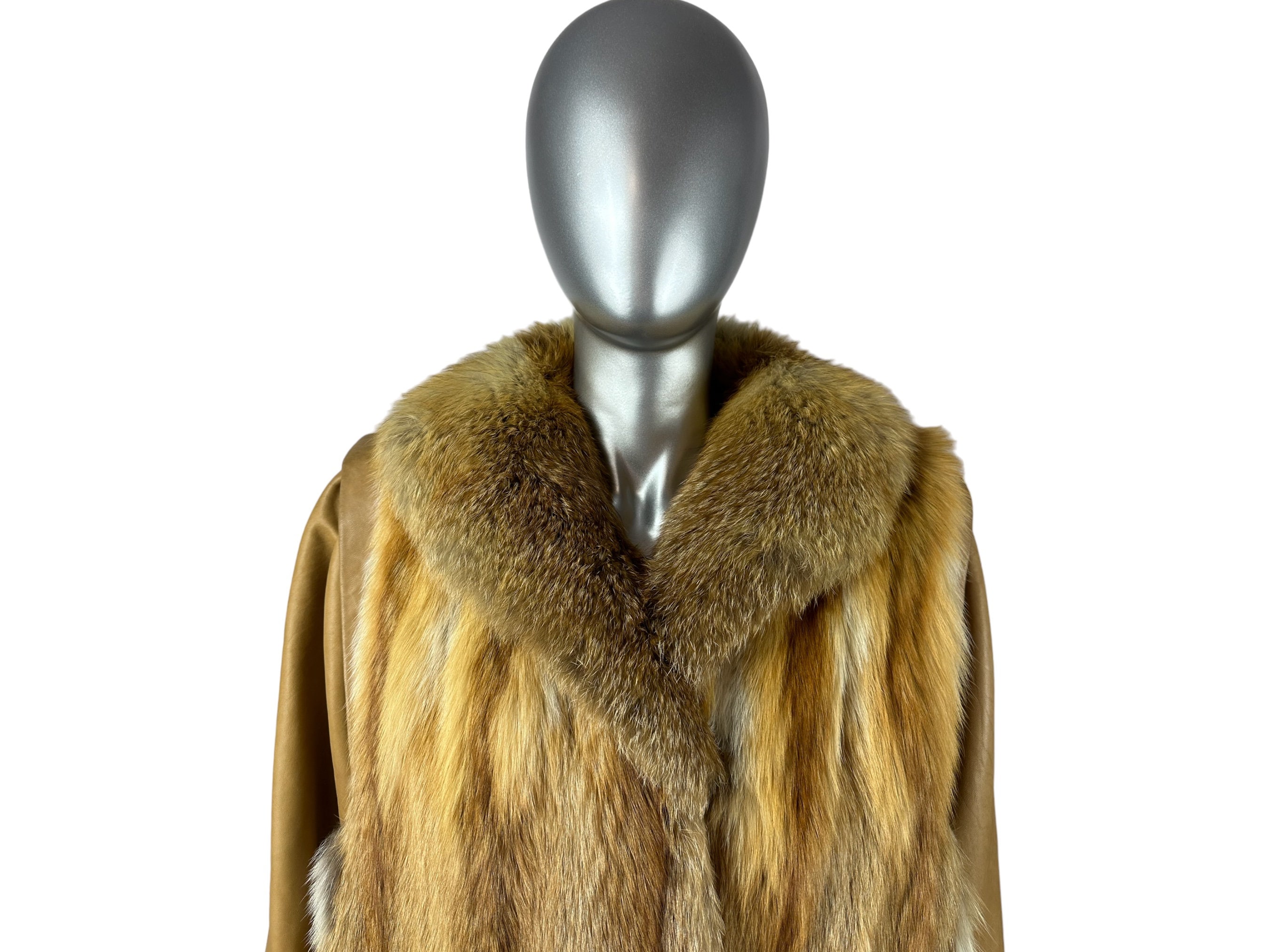 RED FOX Coat W/lamb Leather Sleeves, Size XL, Certified Vintage Fur W ...