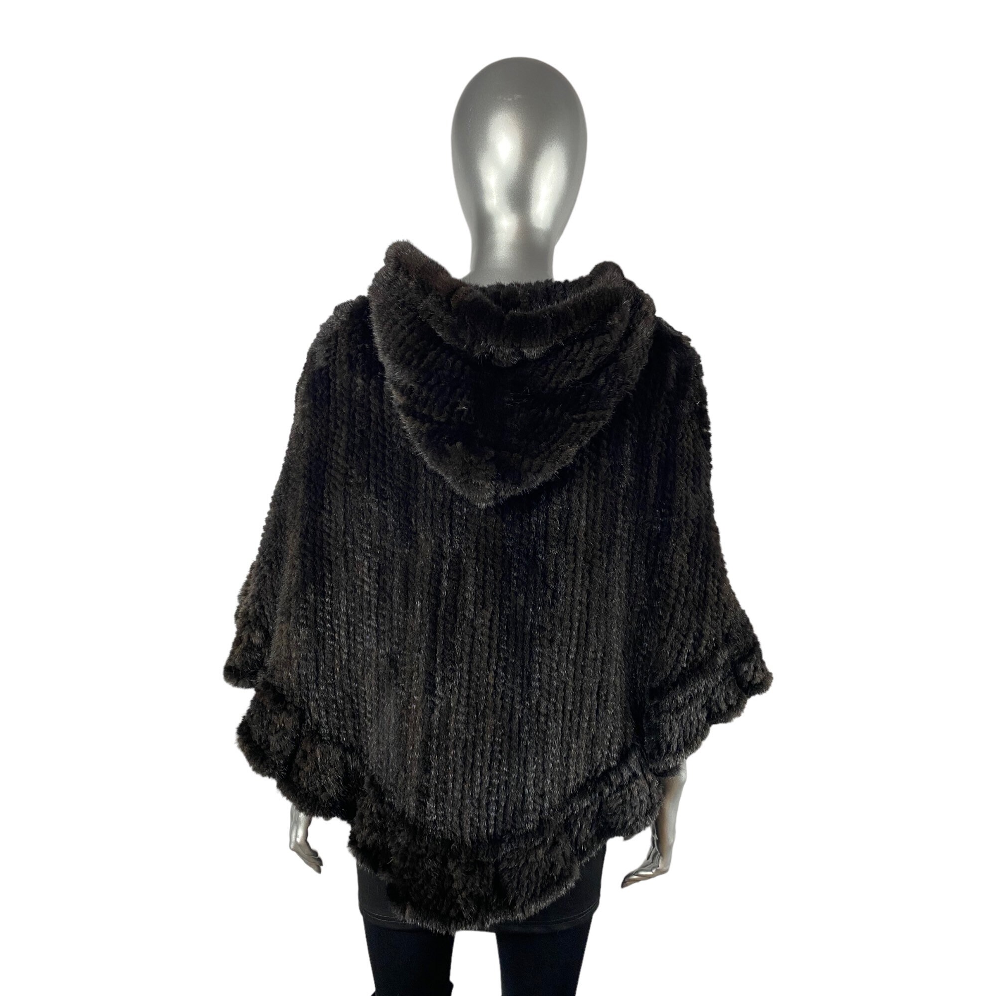 Knitted RANCH MINK Poncho, Size M, Certified Vintage Fur W/storage Bag ...