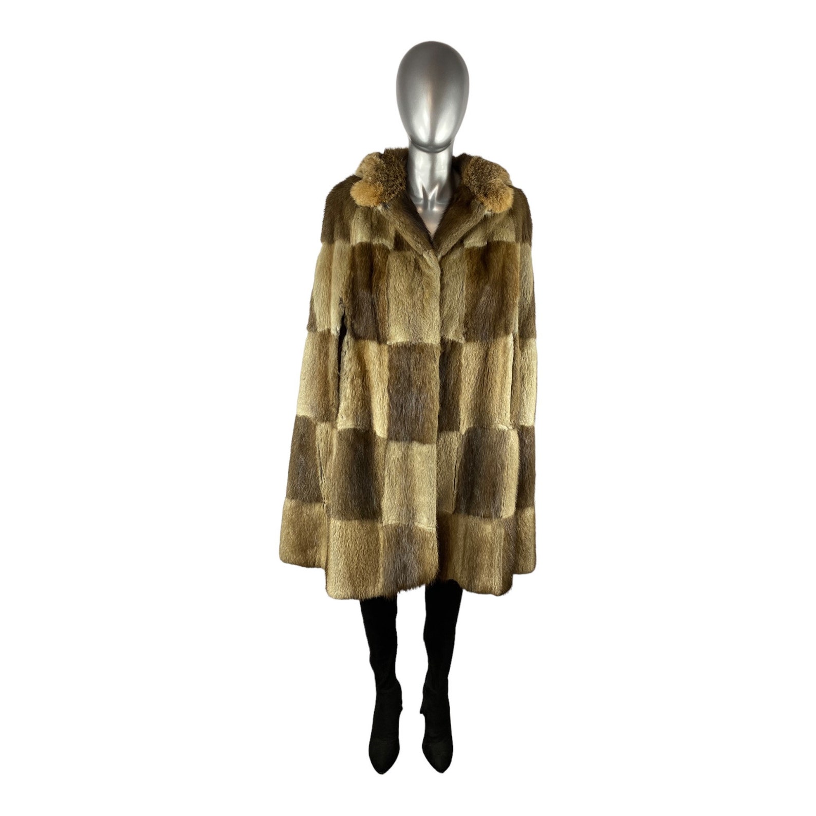 Muskrat Cape With Lynx Trimmed Hood, Size M, Certified Vintage Fur W ...