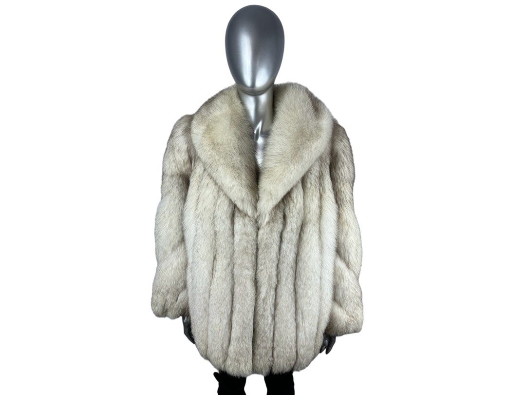 Blue FOX Jacket, DONALD BROOKS Designer, Size S, Certified Vintage Fur ...