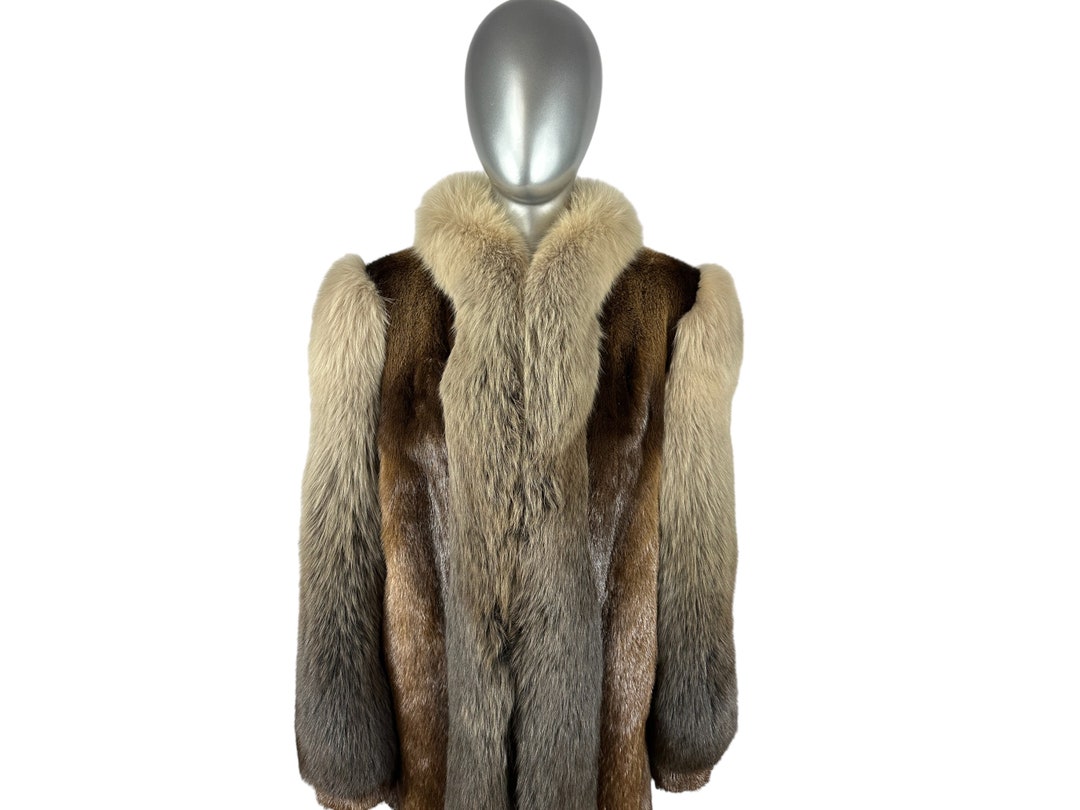 Arctic Beaver W/fox Sleeves and Tuxedo Stroller, Size M/L, Certified ...