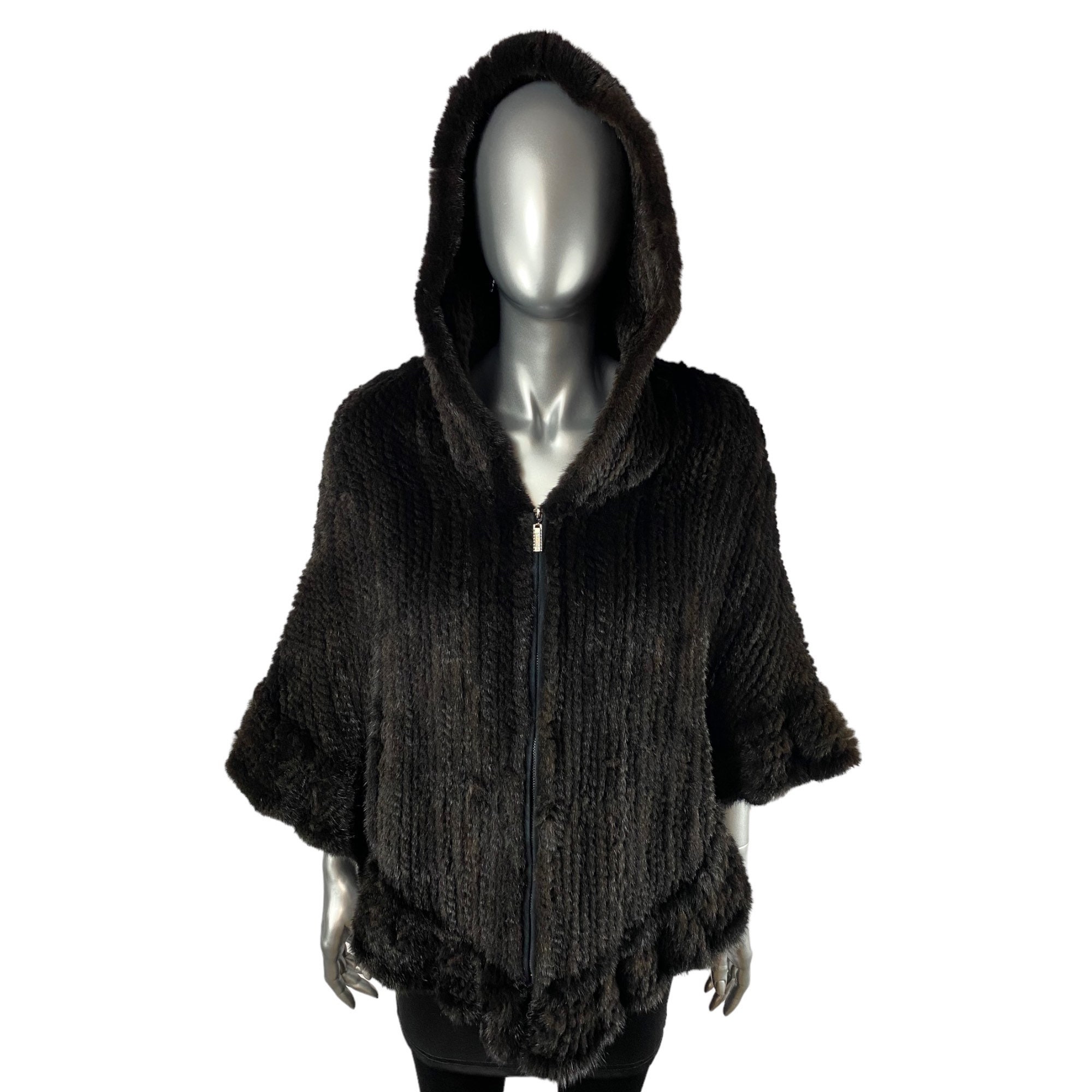 Knitted RANCH MINK Poncho, Size M, Certified Vintage Fur W/storage Bag ...