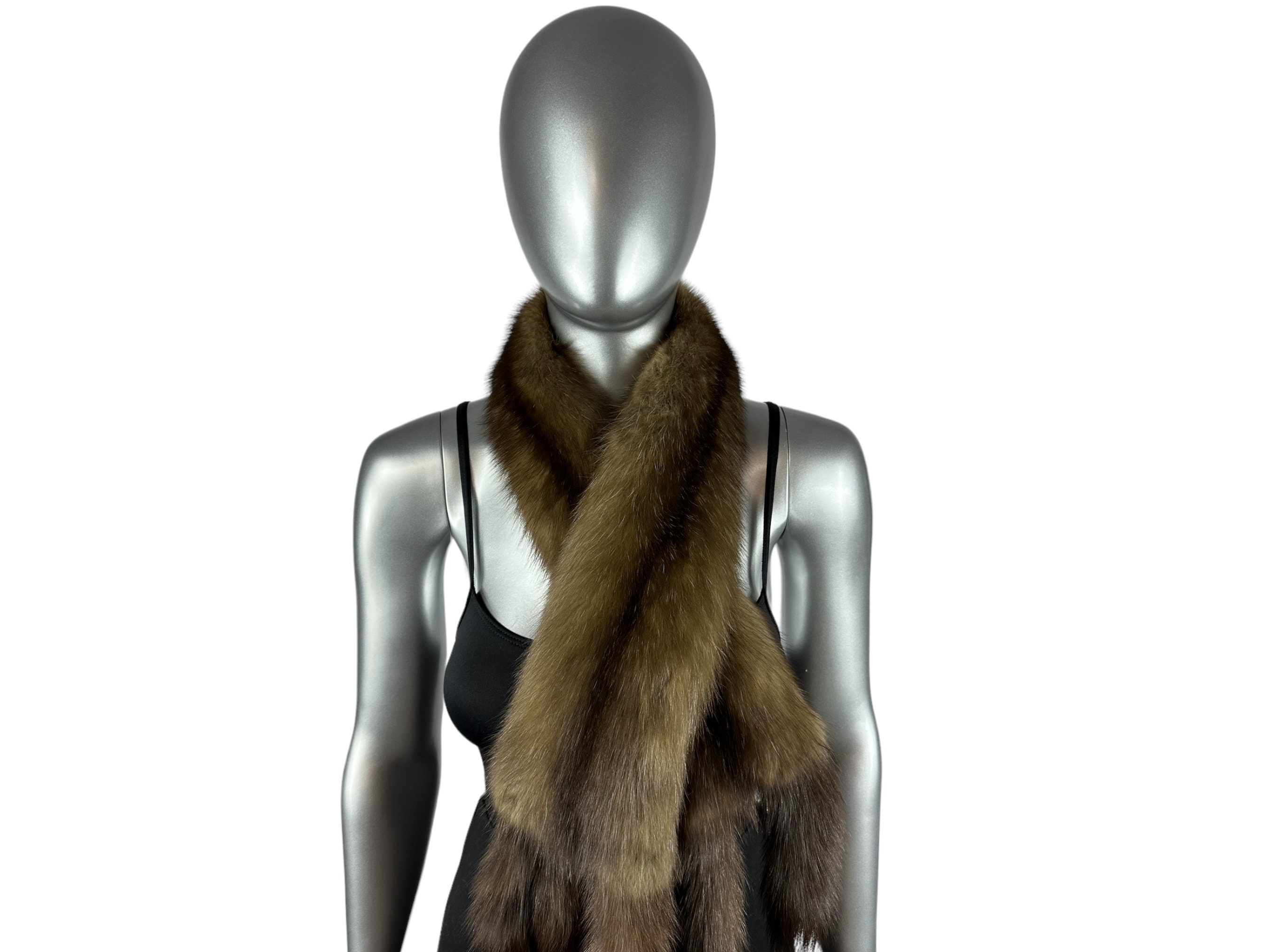 RUSSIAN SABLE Scarf W/5 Tails, Silver Tip, One Size, Certified Vintage ...