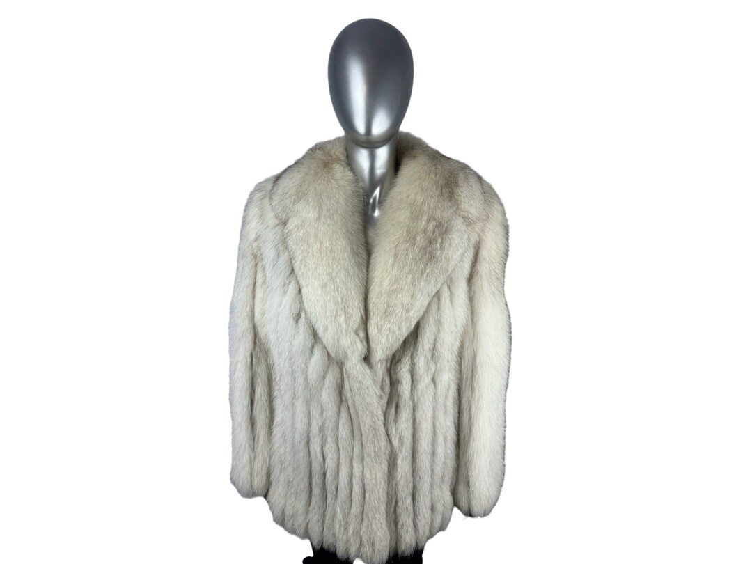 BLUE FOX Jacket, SAGA Fox, Size M, Certified Vintage Fur W/storage Bag ...