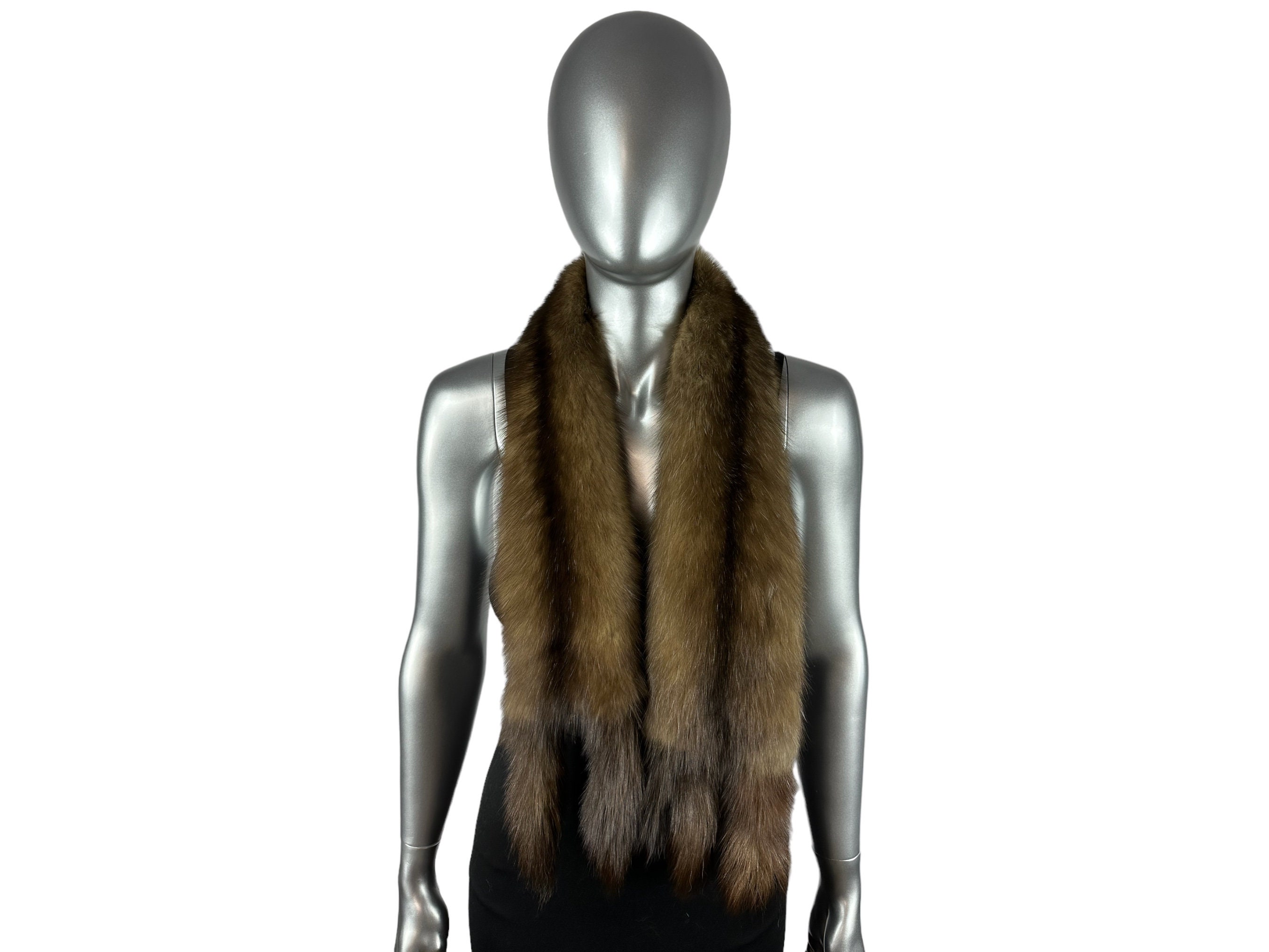 RUSSIAN SABLE Scarf W/5 Tails, Silver Tip, One Size, Certified Vintage ...