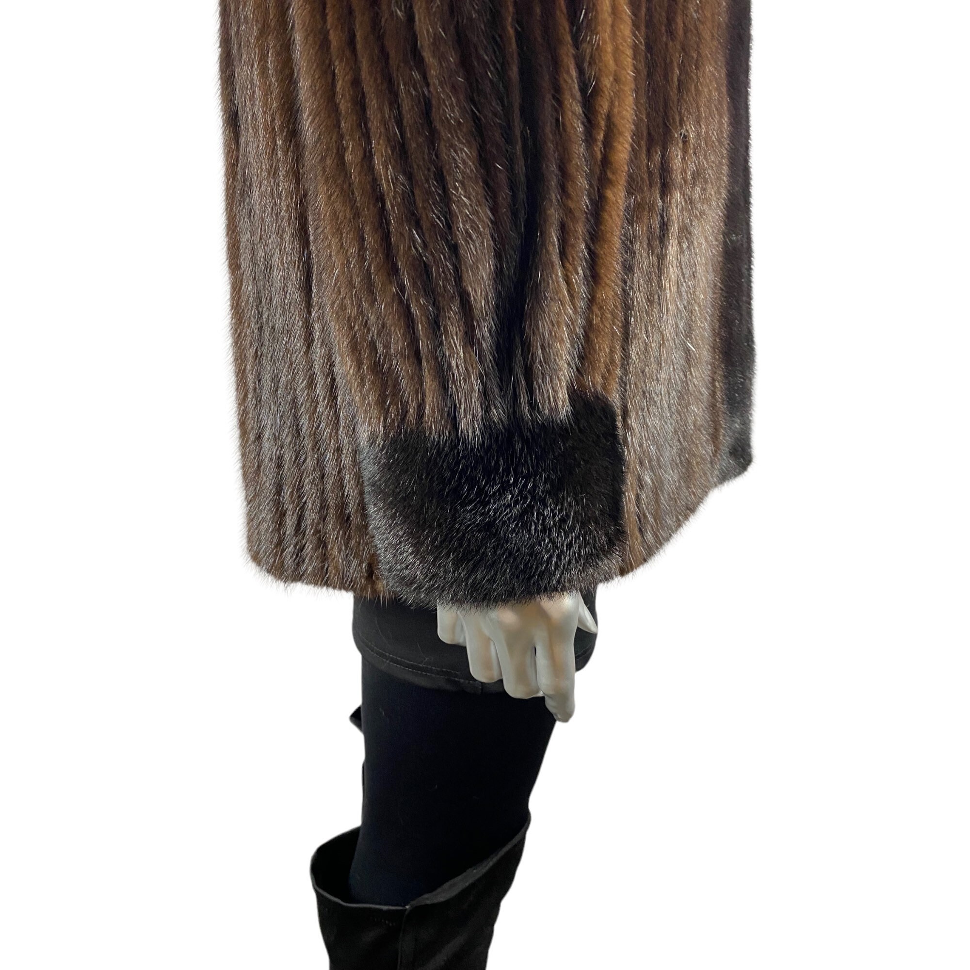 MAHOGANY MINK Corduroy Style Jacket, W/ranch Mink Trim, SAGA Mink, Size ...