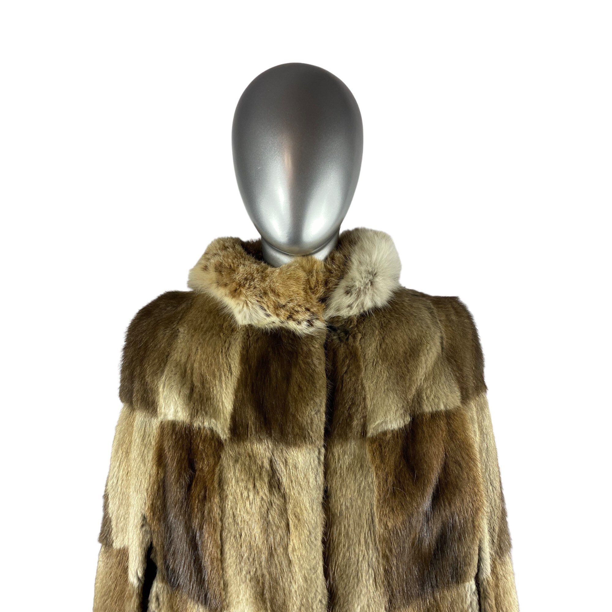 Muskrat Cape With Lynx Trimmed Hood, Size M, Certified Vintage Fur W ...