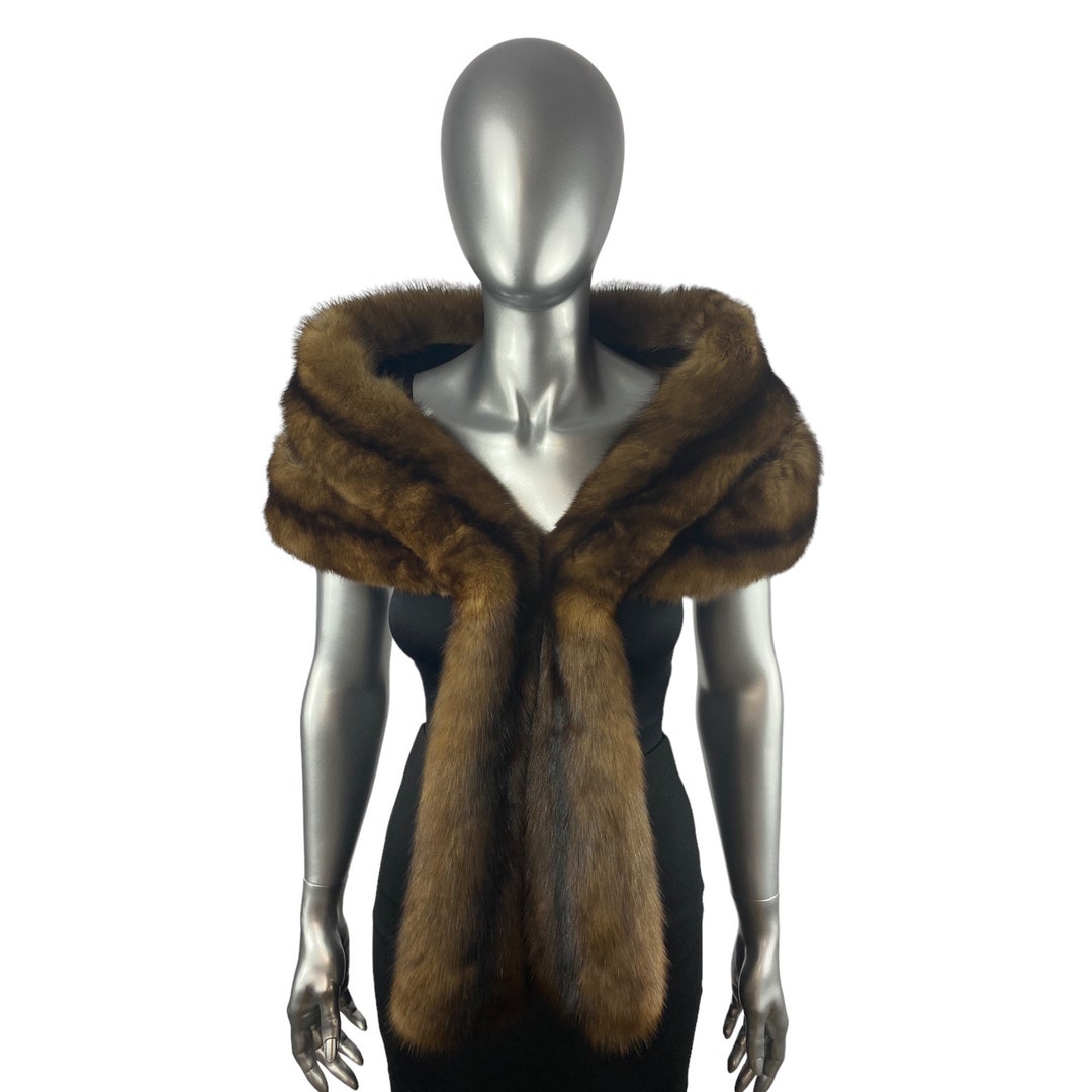 RUSSIAN SABLE Stole W/ Long Fronts, Size S, Certified Vintage Fur W ...