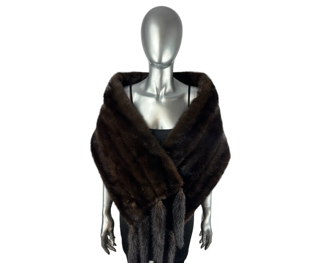 Brown Mink Stole S Small Medium M AS IS Collar 50's Fifties Coat ...