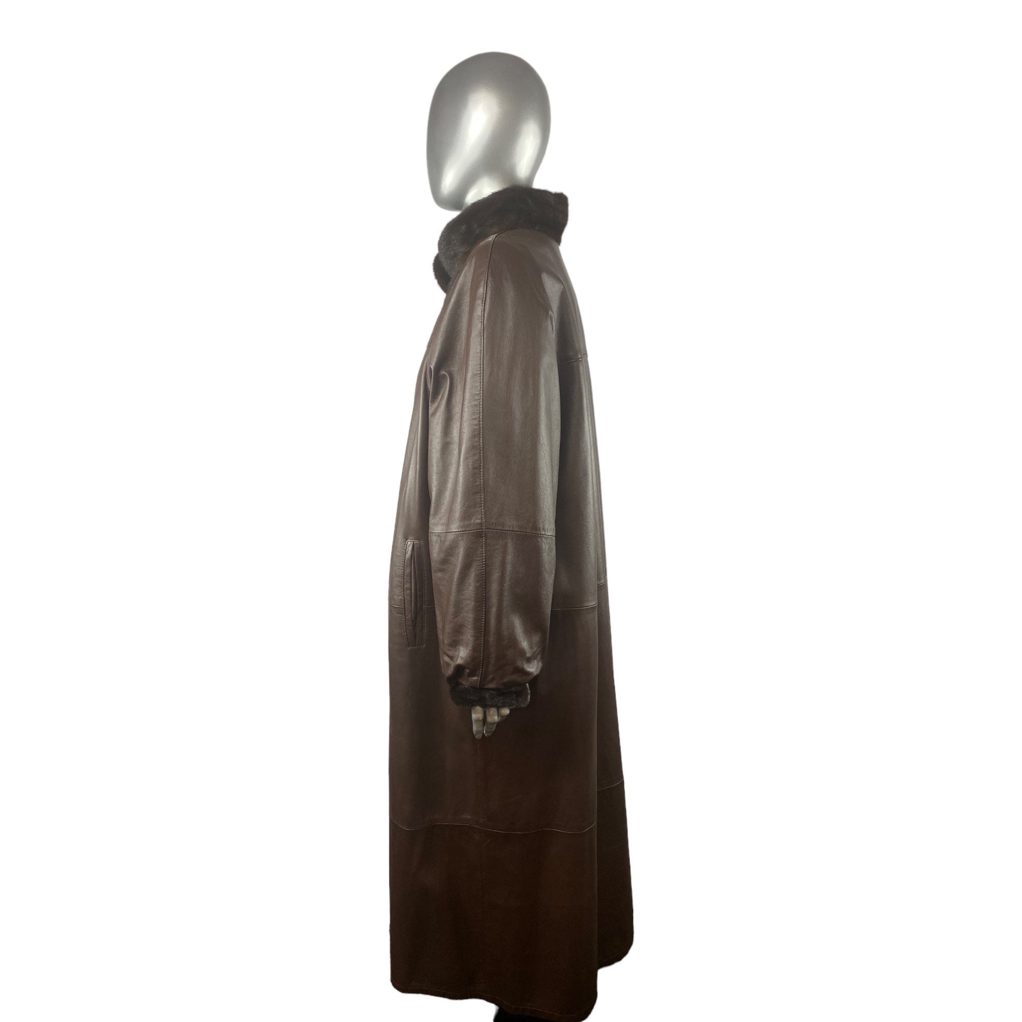 Mahogany MINK Reversible to Brown Leather Coat, MARCO GIANOTTI Designer ...