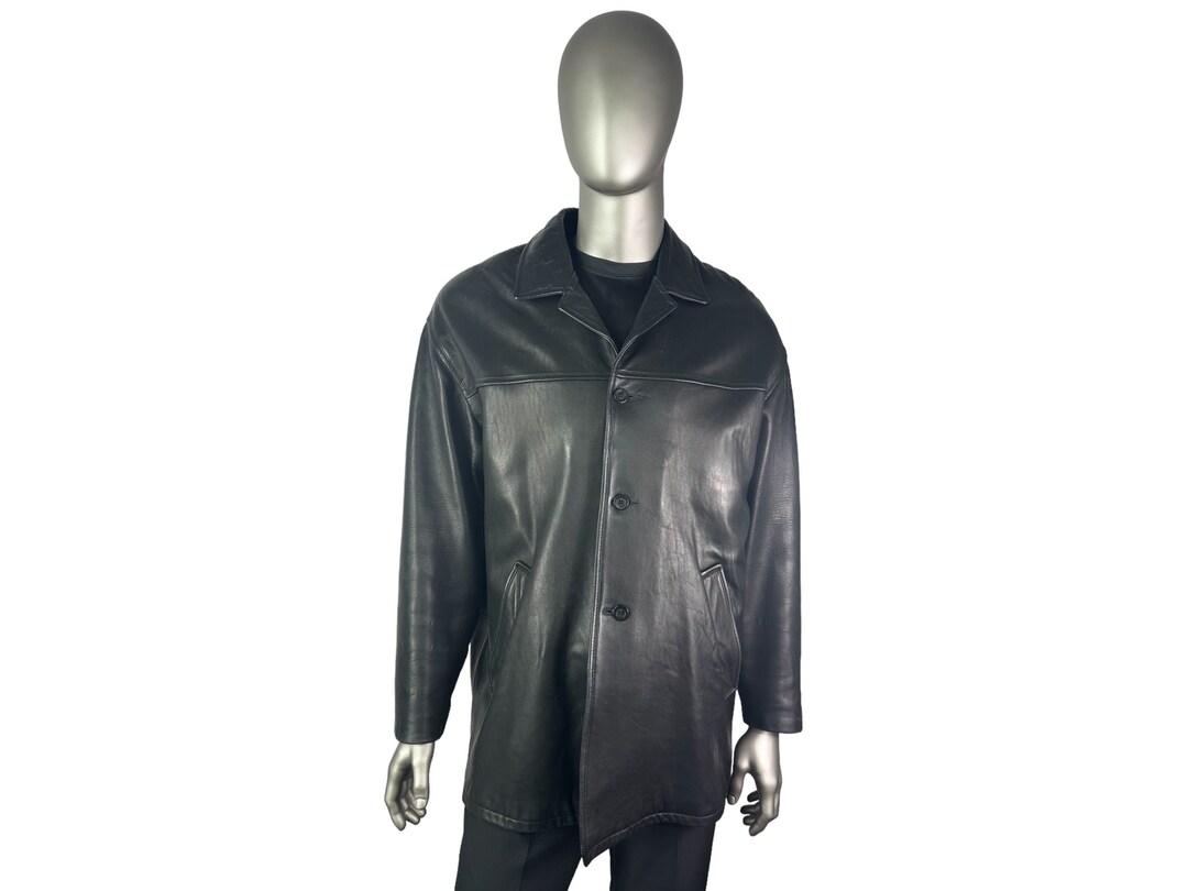 Men’s Black REMY LAMB LEATHER Blazer, Size 42, Certified Vintage ...