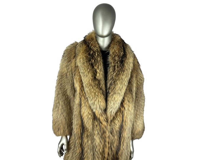 Full Length Raccoon Fur Coat, Preloved Vintage Fur Coat, Vintage ...