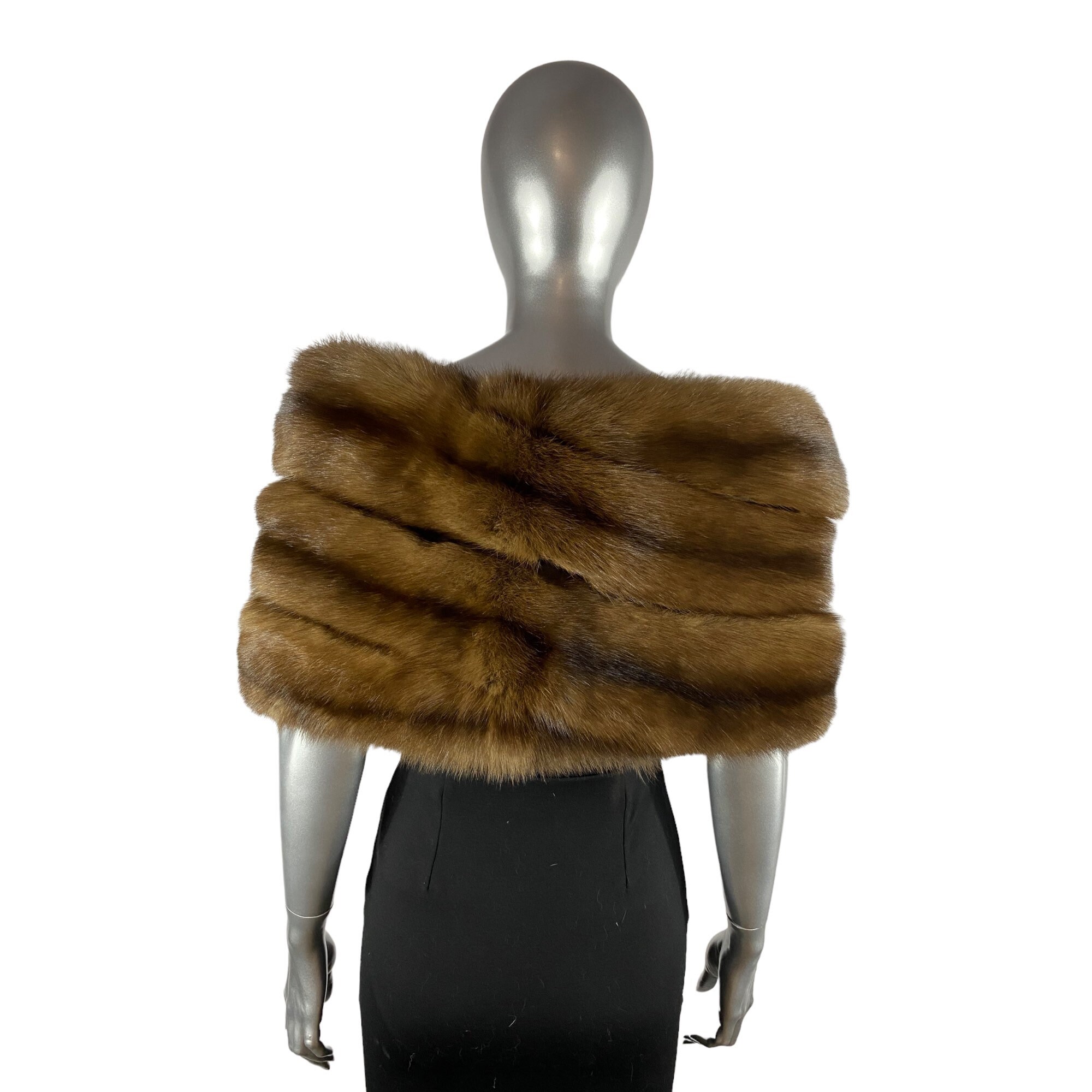 RUSSIAN SABLE STOLE, Size S/M, Directional Pelts, W/6 Tails, Certified ...