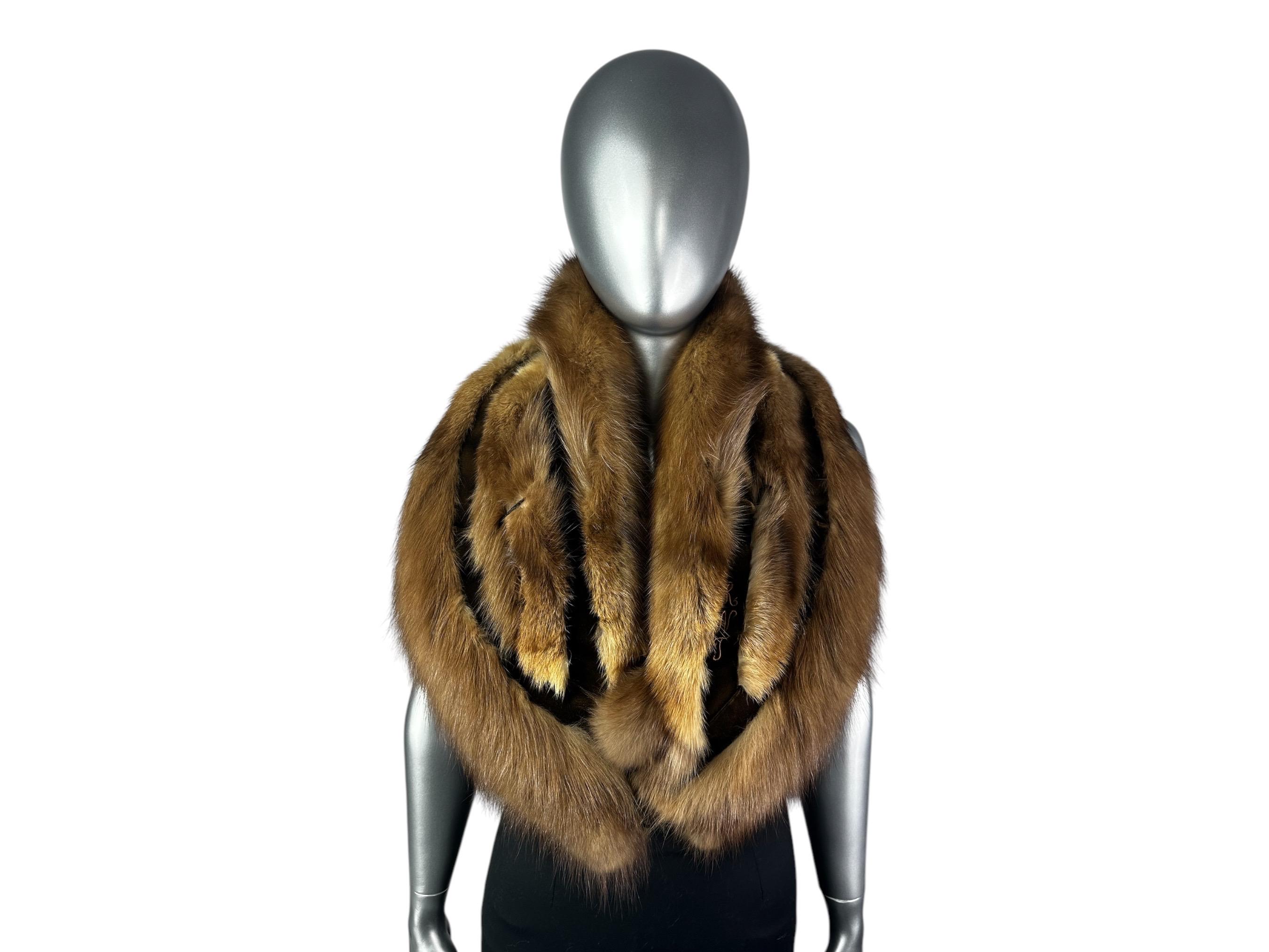 RUSSIAN SABLE Double Row Scarf, Collar, Stole, 43”L, Certified Vintage ...
