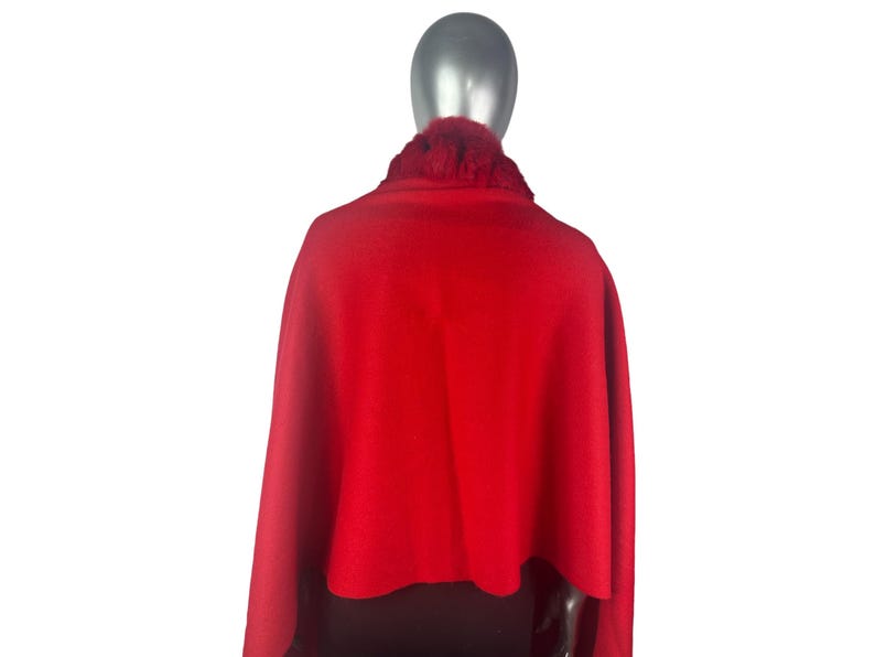 Red Fleece Shawl, Scarf, W/red Dyed RABBIT Trim, 80” L, Certified ...