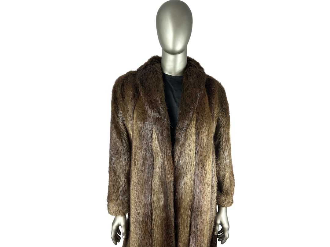 Mens BEAVER Coat, Size L/XL, Certified Vintage Fur W/storage Bag and ...