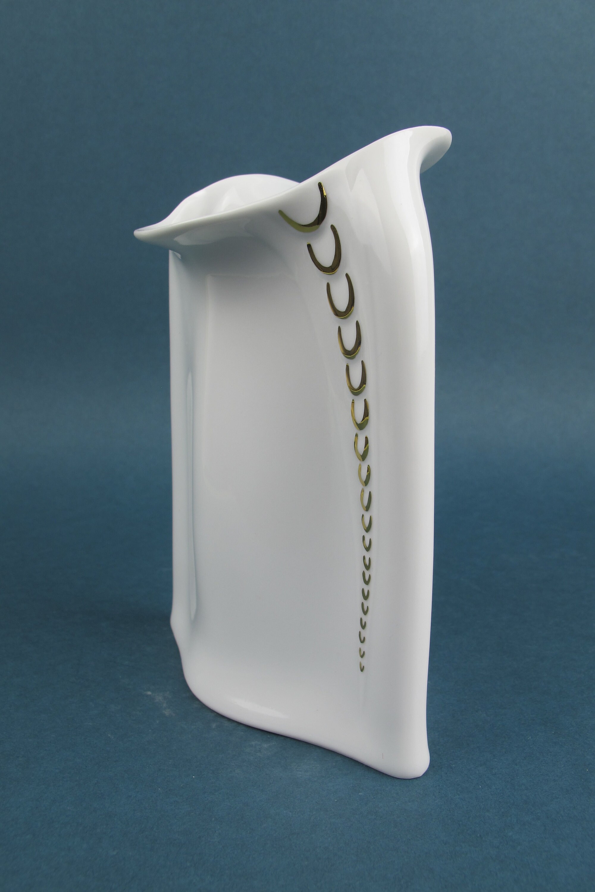 Rare Free Form Vase in Glazed Porcelain With Gold Decor by Gerold ...