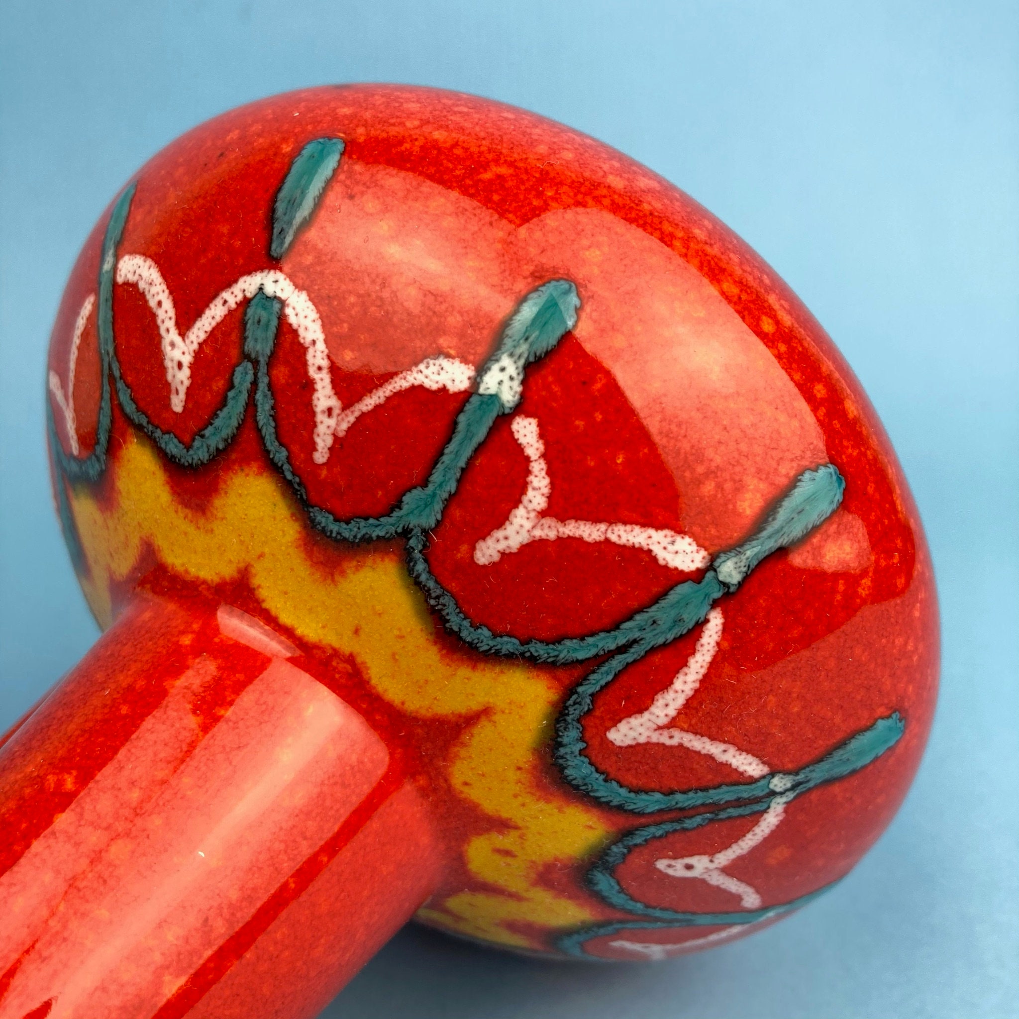 Elegant MCM Handled Vase in Vibrant Red Glazing by Ceramiche - Etsy UK